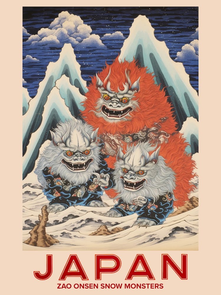 Zao Onsen Snow Monsters, Visit Japan Vintage Travel Art 4 Art Print by ...