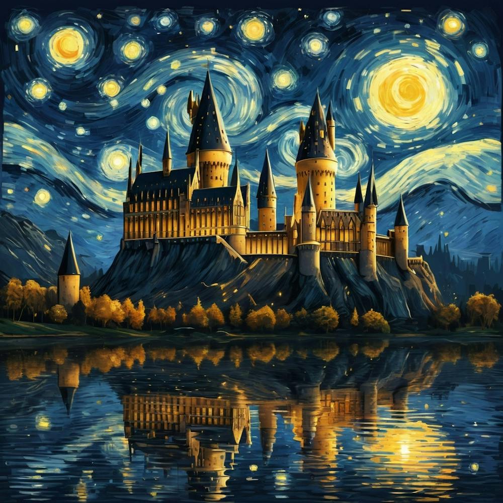 Castle At Starry Night Van Gogh Painting 3 Art Print by Etnousta – Fy!