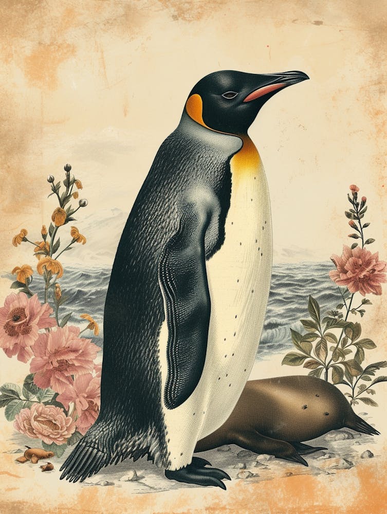 Adlie Penguin Sea Lion Island Vintage Botanical Painting 4 Art Print by ...