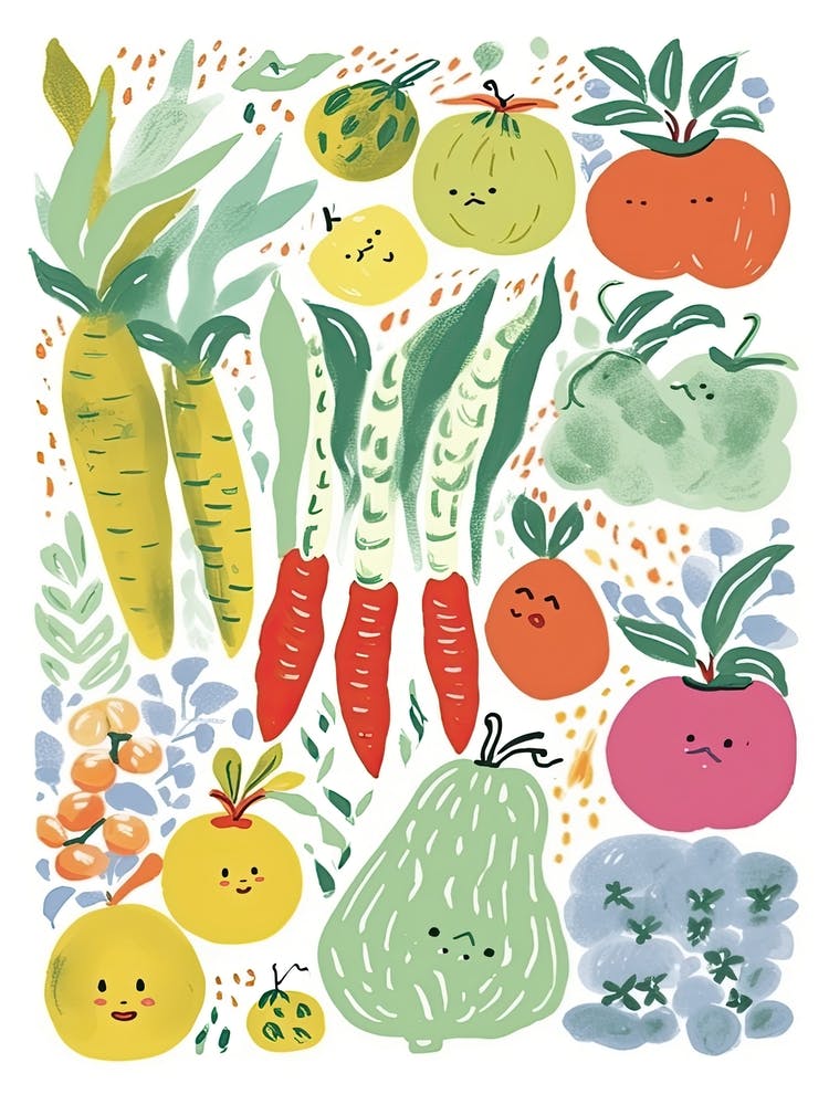 Cute Kawaii Group Of Vegetables 7 Art Print by Colourful Harvest – Fy!