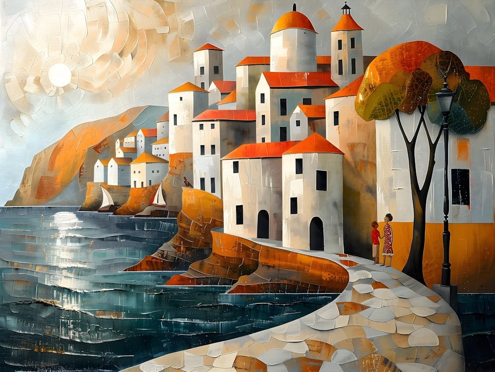 Town By The Sea, Cubism Art Print by Moisky – Fy!