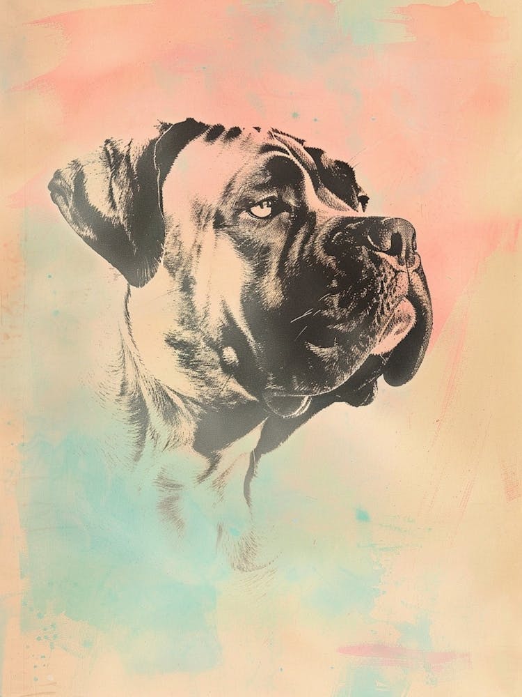 Pastel Neapolitan Mastiff Dog Pastel Line Illustration 4 Art Print by ...