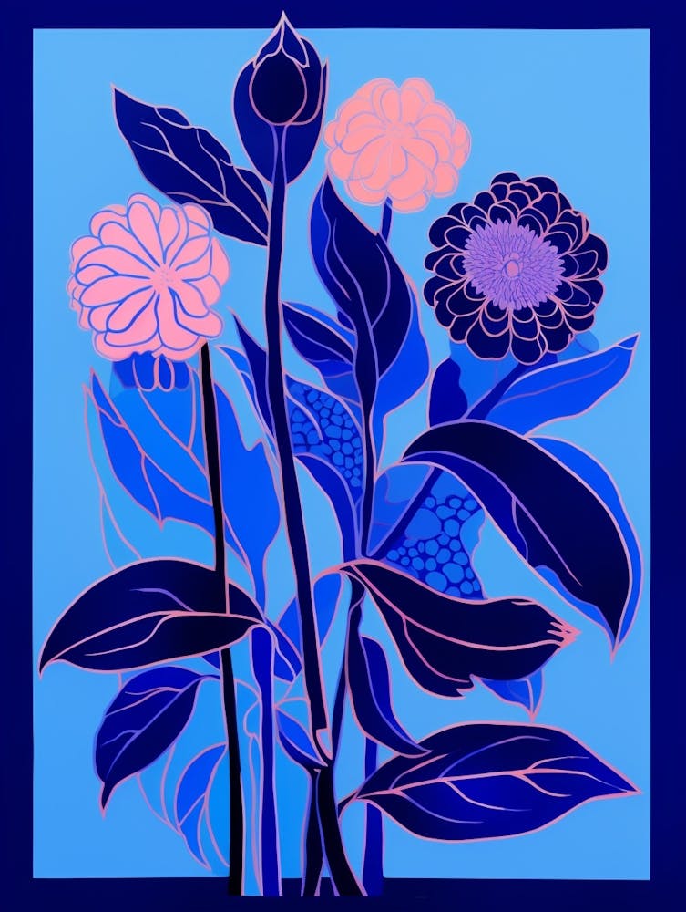 Blue Flower Illustration Globe Amaranth 3 Art Print by Botanic Studio – Fy!