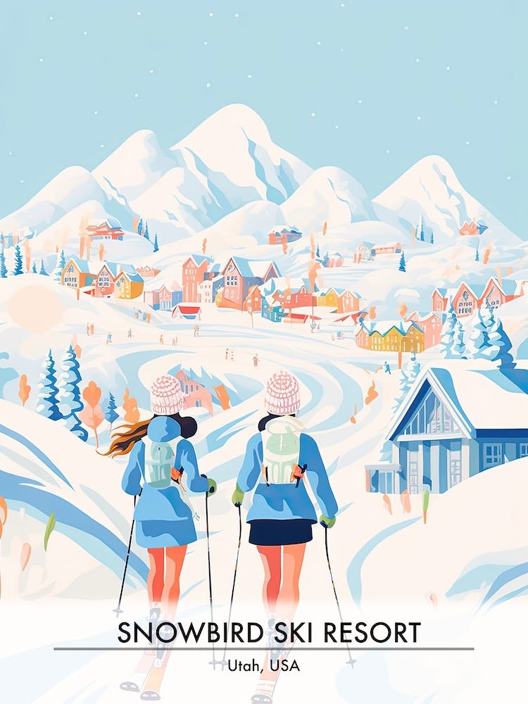 Snowbird Ski Resort Utah Usa, Ski Resort Poster Illustration 0 Art ...