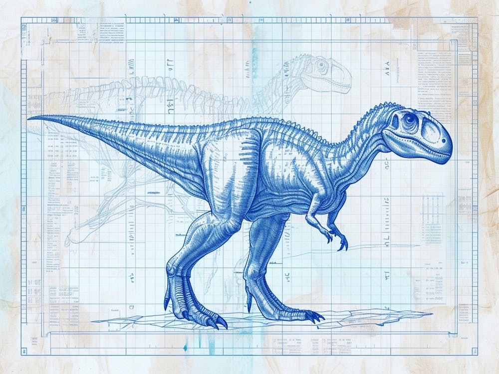 Parasaurolophus Dinosaur Skeleton Blueprint 1 Art Print by Dino ...