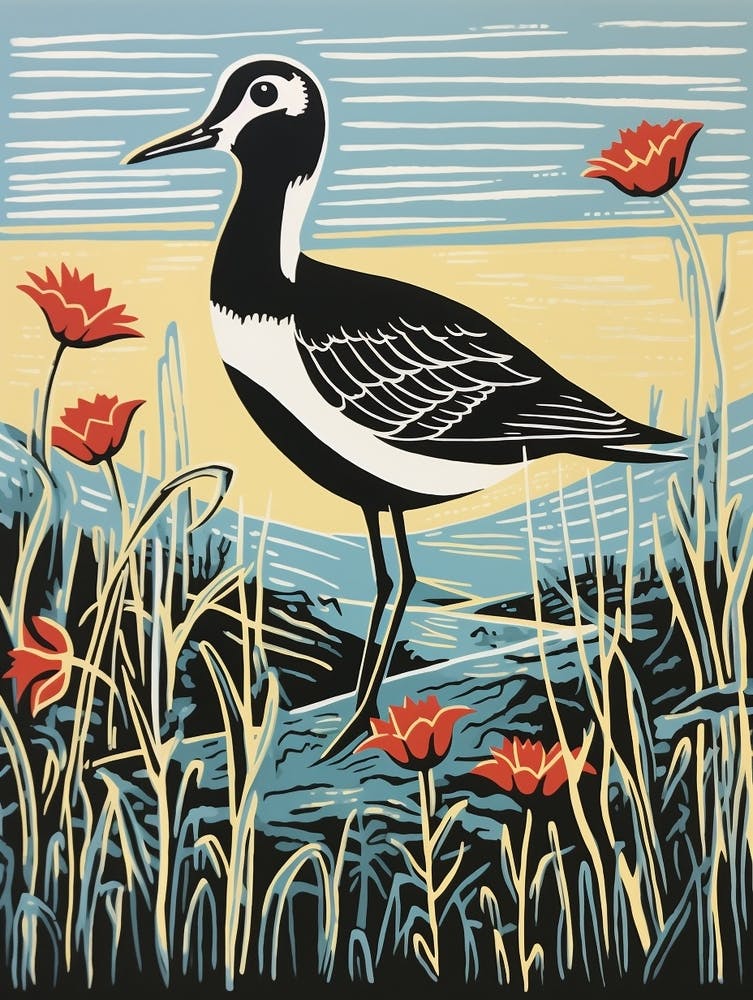 Vintage Bird Linocut Lapwing 1 Art Print by Feathered Muse – Fy!