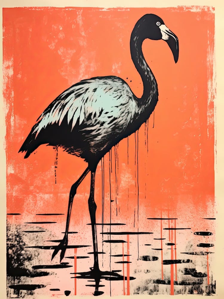 Flamingo, Woodblock Animal Drawing 3 Art Print by Sakura Animal ...
