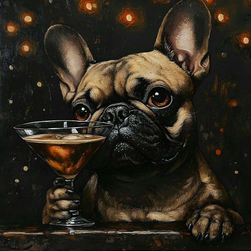 Frenchie With Espresso Martini 2 Art Print by S.K. Coghlan – Fy!