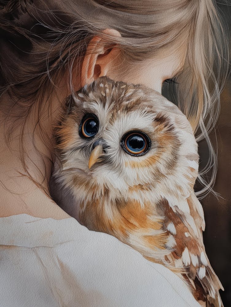 Owl Cuddle 014 Art Print by Moving Clouds Art – Fy!