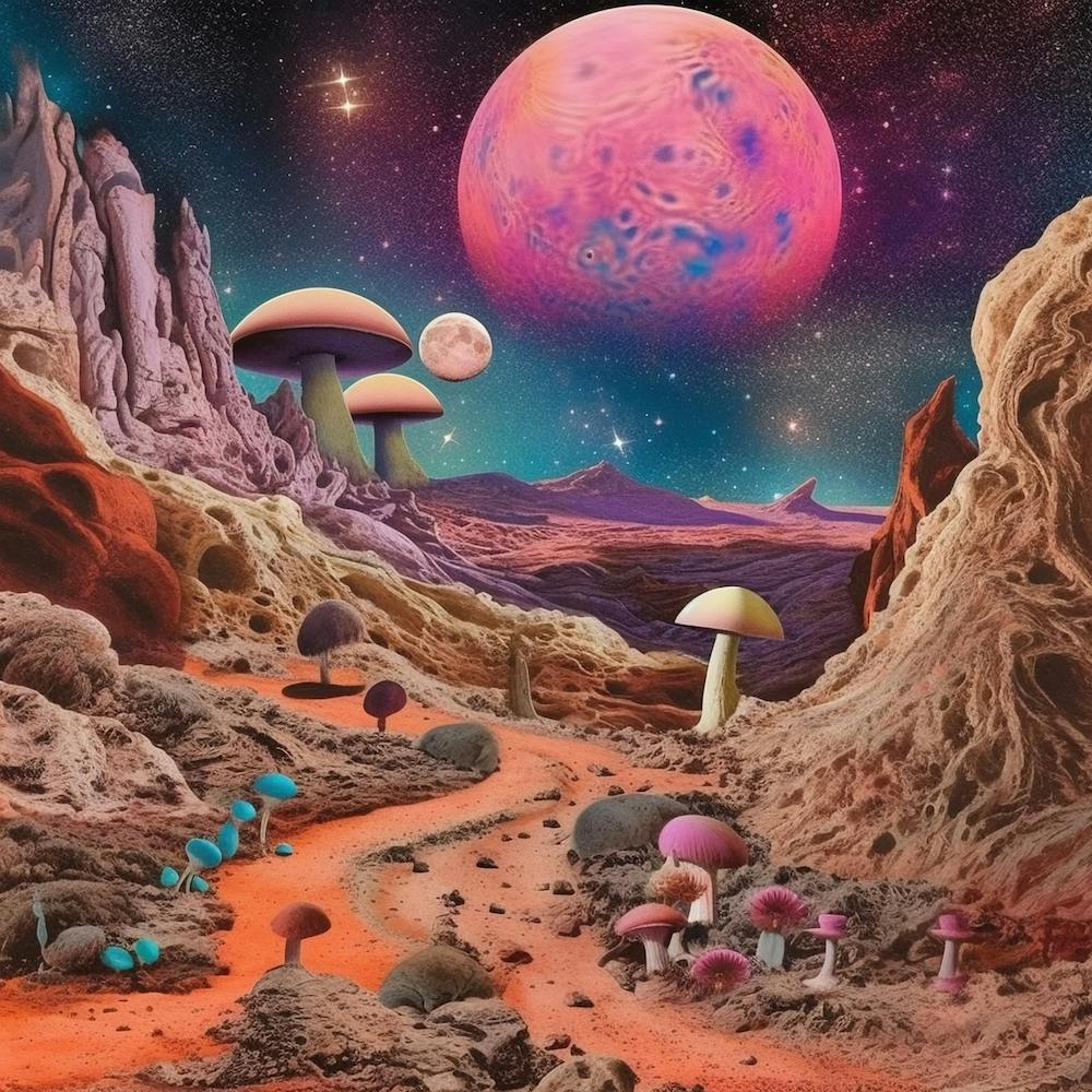 Mushroom Moonscape 3 Square Art Print by Enchanted Prints – Fy!