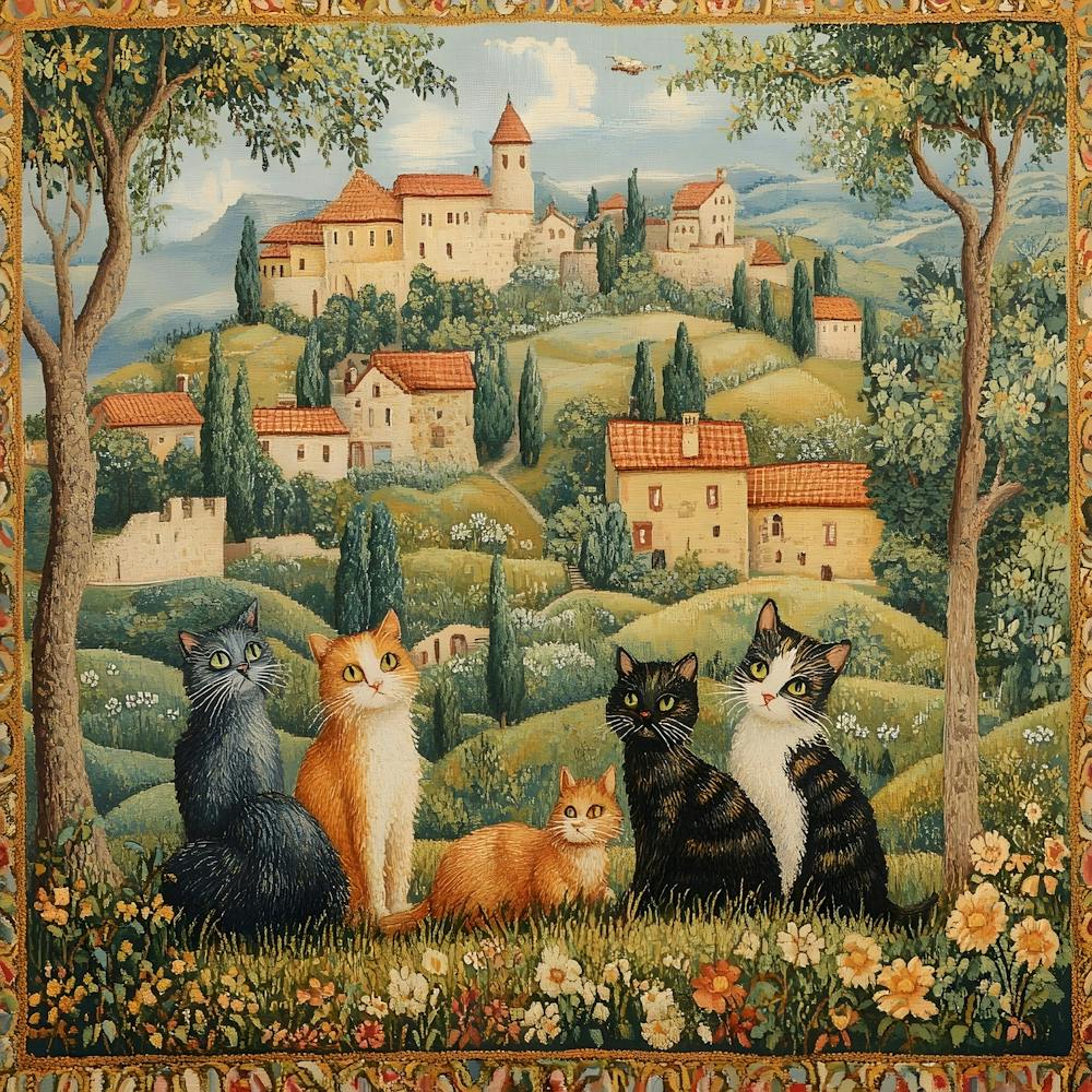 Cats In The Countryside Tapestry 5 Art Print by S.K. Coghlan – Fy!