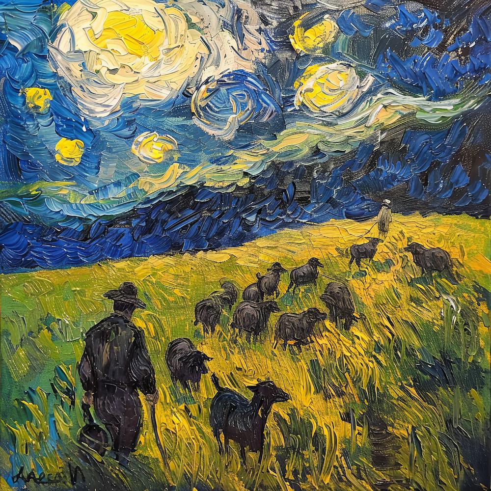 Van Gogh Style. Artesian Shepherds Series 1 Art Print by David Miller – Fy!